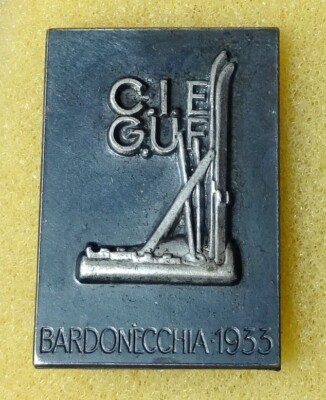 1933 WINTER WORLD University GAMES Pin BADGE Bardonecchia CIE Italy GUF ...