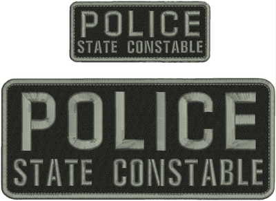 POLICE STATE CONSTABLE embroidery Patches 4x10 and 2x5 hook on back BLK ...