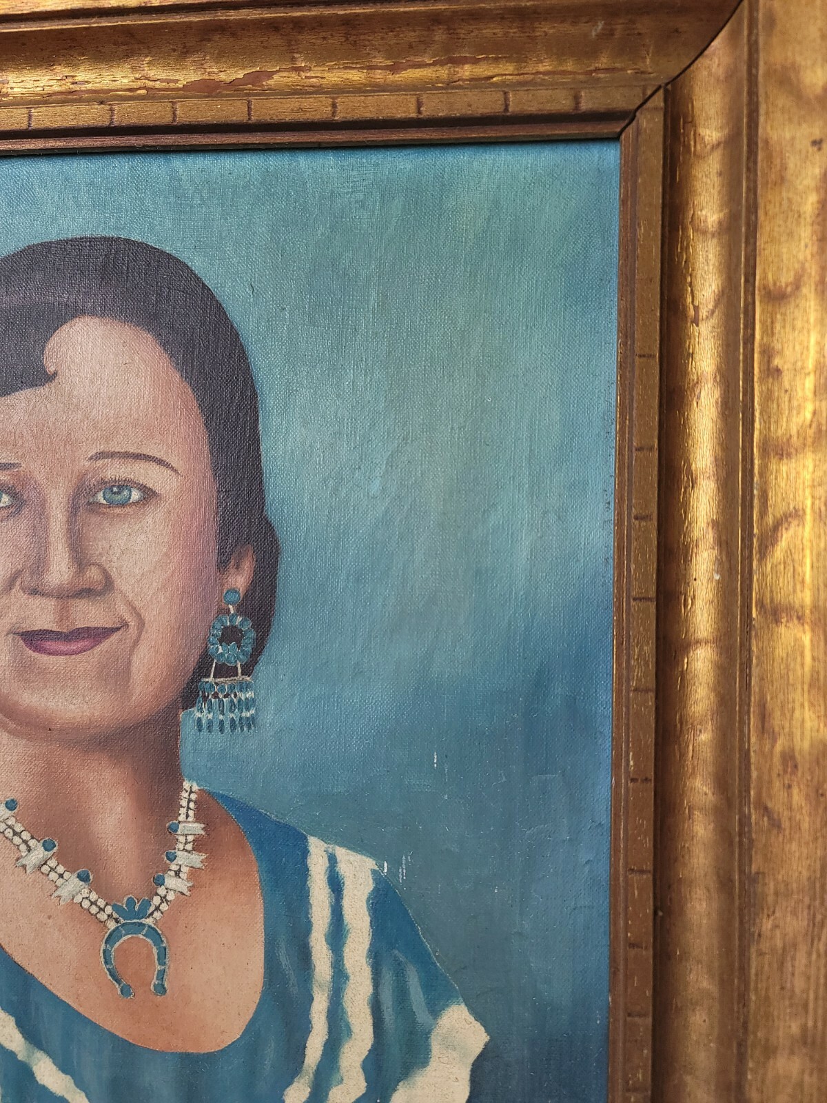 Native American Caddo Chief Michael Martin/Silver Moon Original Oil On ...