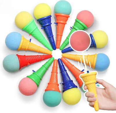 12 Pcs Ice Cream Shooters Toy - Ice Cream Poppers Cone Foam Ball ...
