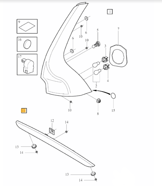 NEW GENUINE VOLVO XC60 MK1 REAR HIGH MOUNT THIRD STOP BRAKE LAMP ...
