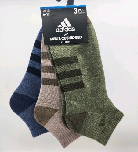 3 Pair Adidas Quarter Length Socks Men's Shoe Size 6-12 Multi Color ...
