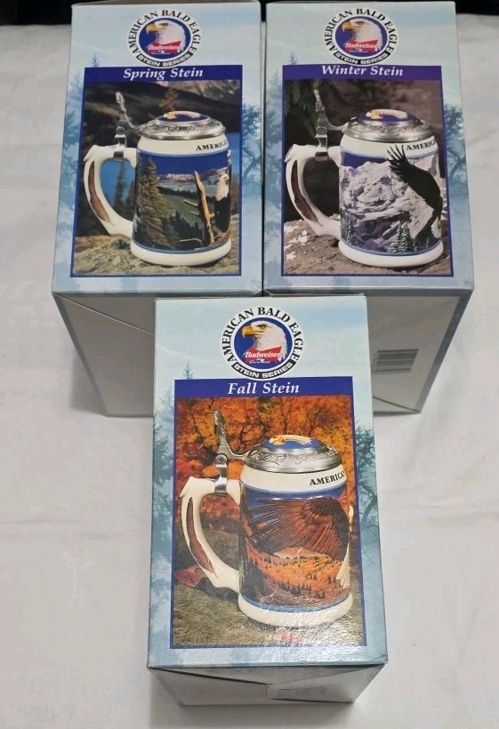 Budweiser American Bald Eagle Stein Series NIB -3 Of The 4 Seasons | eBay