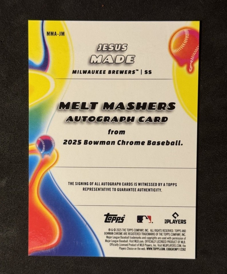 2025 BOWMAN CHROME BASEBALL JESUS MADE MELT MASHERS ORANGE AUTO /25 | eBay