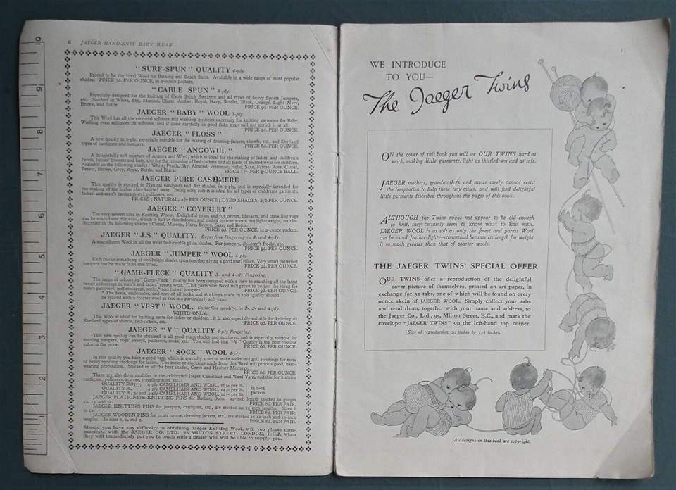 Jaeger Hand-Knit Baby Wear Mabel Lucie Attwell vintage knitting pattern ...