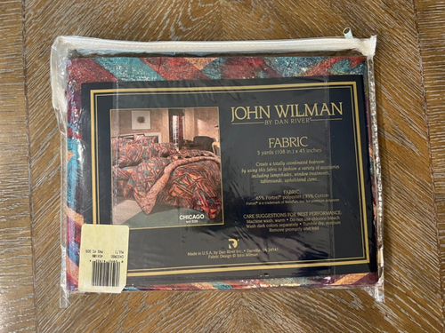 NIB 90s Vtg Designer John Wilman By Dan River Fabric CHICAGO 3 yd x 45 ...