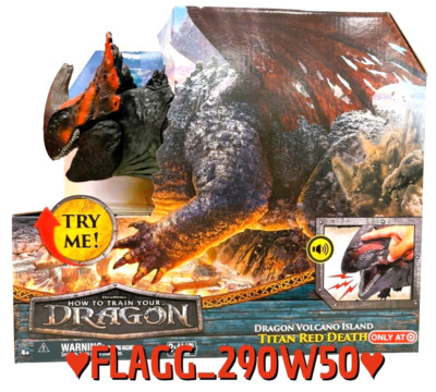 VOLCANO ISLAND TITAN RED DEATH How to Train Your Dragon Live 23" Figure ...