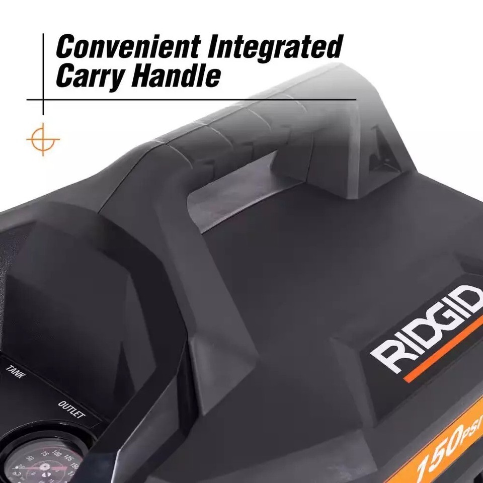 RIDGID 6 Gal. 150 PSI Portable Electric Pancake Air Compressor Dual ...