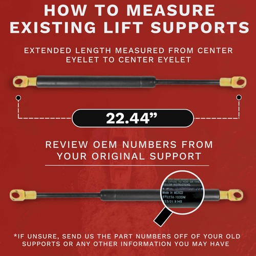 Qty 2 8mm Eyelet End Lift Supports 22.4 Inch Extended x 107lbs Shocks ...