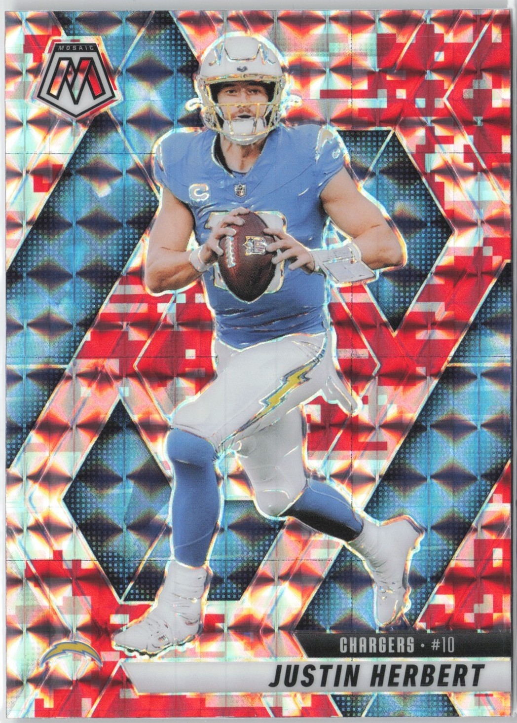 2025 Panini Mosaic - Justin Herbert #80 Red Camo Mosaic Prizm for sale ...