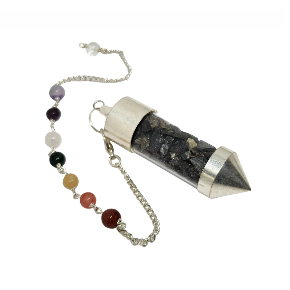 Black Tourmaline Vial Pendulum Gemstone Protection Bottle Chamber 7 ...