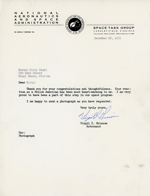Gus Grissom ~ Signed Autographed 1961 NASA Letter ~ JSA LOA | eBay