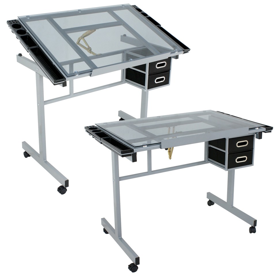 Drafting Table Artist Drawing Table Adjustable Craft Table w/Drawers ...