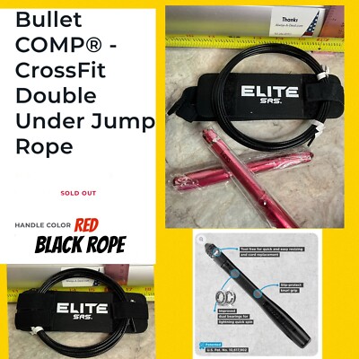 Elite SRS Bullet Comp RED HANDLES Fastest Crossfit Jump Rope for Double ...