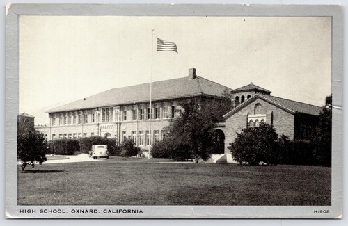 Oxnard CA~High School w/Clay Tile Roofs~2 Story Brick~Silver Border ...