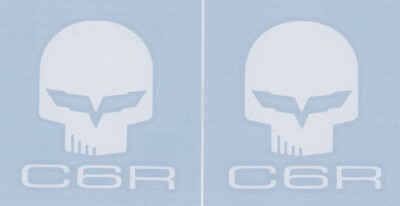 2x C6R CORVETTE Jake Skull 4" White Decals Stickers Racing Car Show ...
