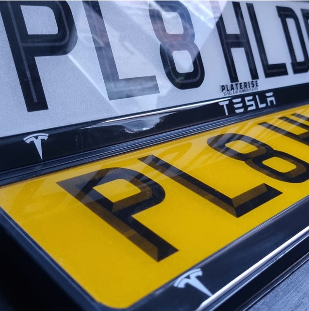 SET OF x2 TESLA Number Plate Surrounds Holders Frames. ANY TESLA | eBay UK