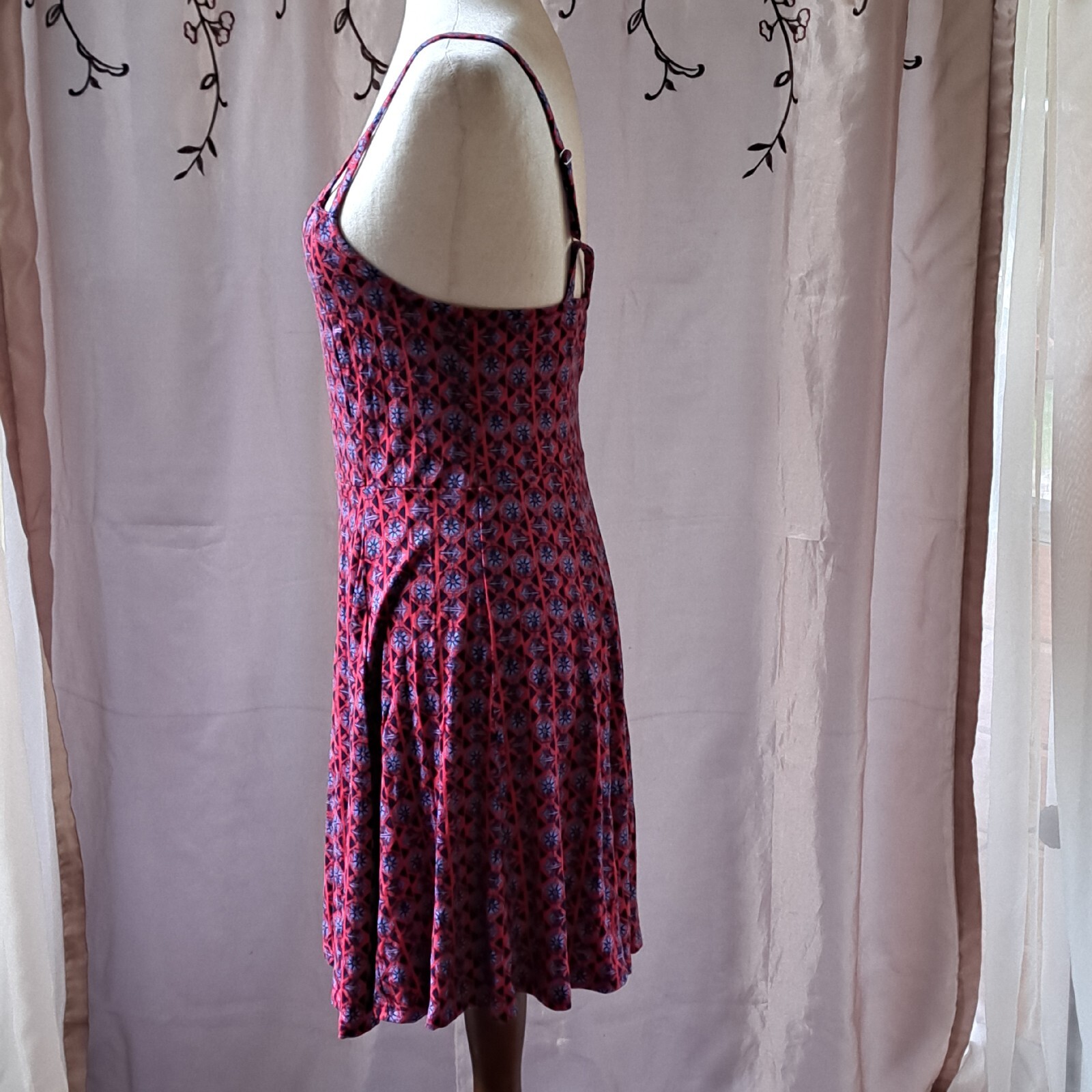 Mudd Dress Womans L Red Adjustable Spaghetti Strap Dress Geometric ...