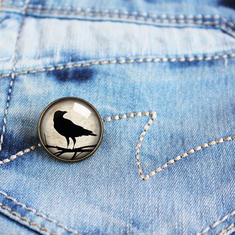 Raven Crow Pin Brooch Animal Lapel Pin Badge Scarf Collar Badge Jewel ...