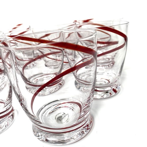 Set Of 15 Pier 1 Red Swirline Double Old Fashioned Rocks Whiskey Glass ...