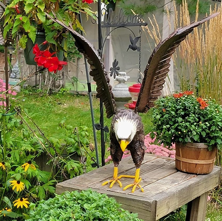 American Bald Eagle Large Outdoor Metal Statue Lawn Sculpture Garden ...