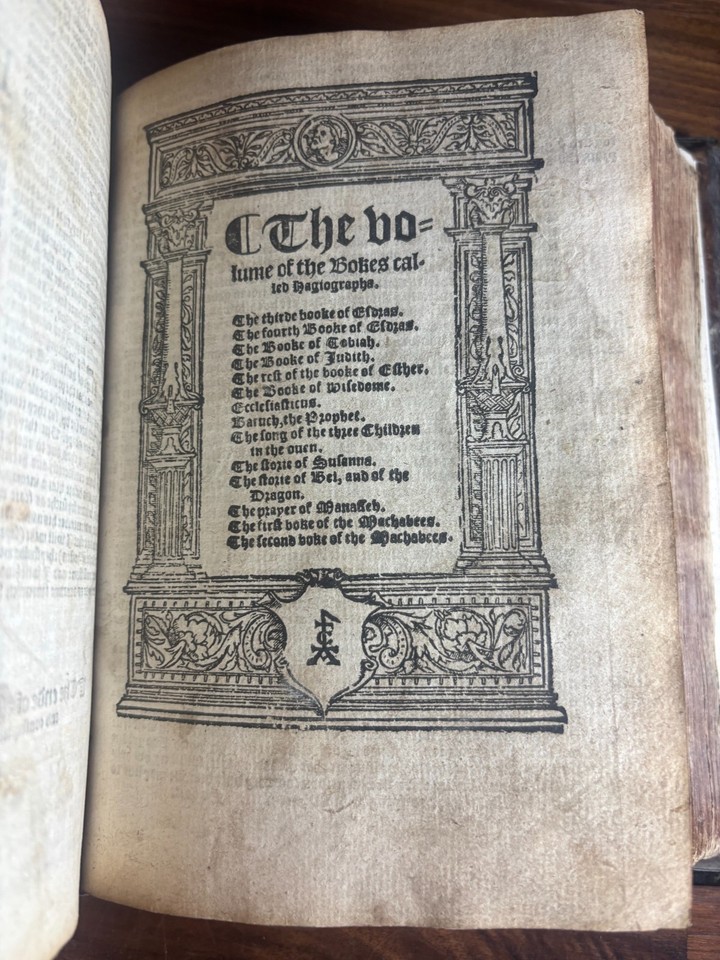 1569 Great Bible Bound W/Metal Working, Tudor Period, Quarto Printing ...