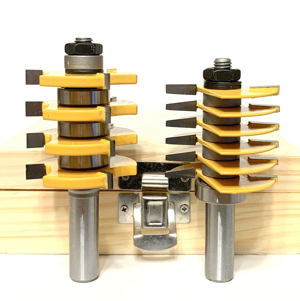 2pc 1/2"Shank Adjustable Box-1/4 cutter & Finger Joint Router Bit Set ...