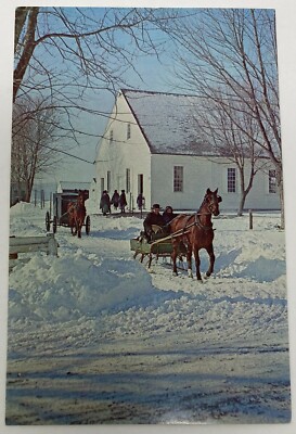 Vintage 1969 Postcard Mennonite Sleighs At Church Melvin J Horst | eBay