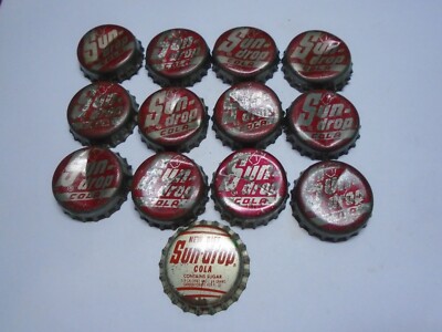 VINTAGE SUN DROP COLA DIET COLA BOTTLE CAPS LOT OF 13 1# | eBay