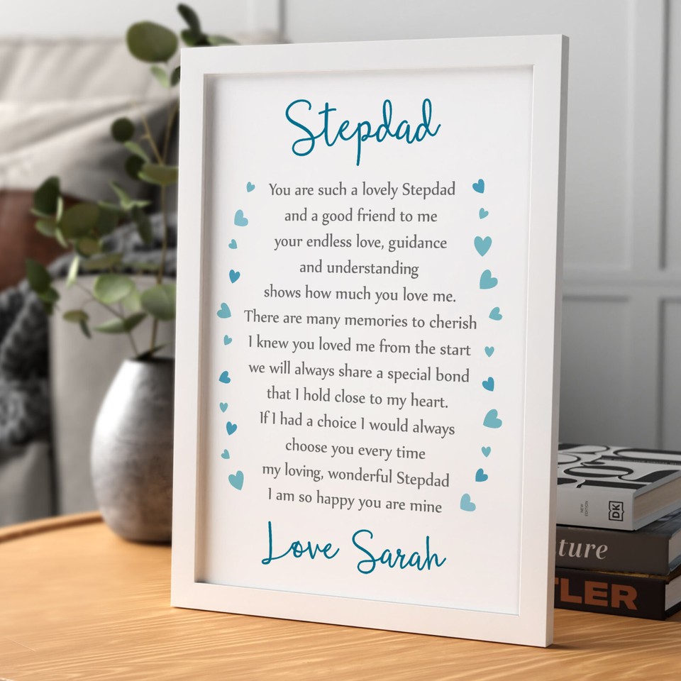 Personalised Step Dad Birthday Poem Gifts for Best Stepdad Stepmum Him ...