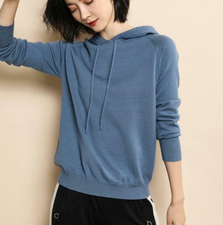 Autumn Womens Cashmere Knitted Pullover Hoodie Sweater Hooded Woolen ...