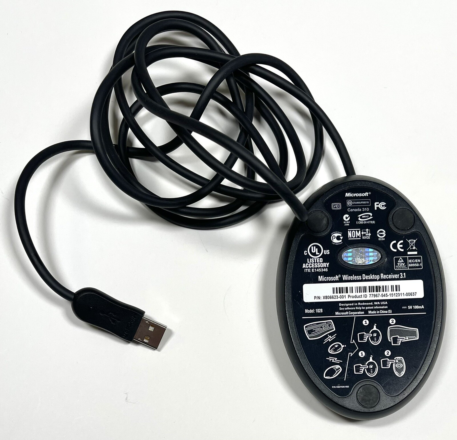 Microsoft Wireless Optical Desktop Receiver 3.0 1012 Mouse Keyboard USB ...