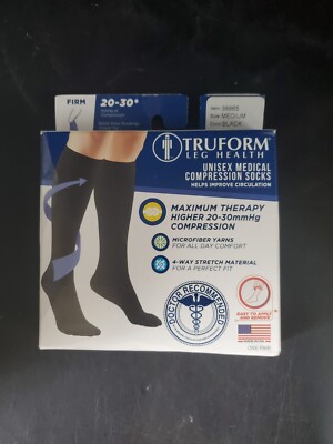 Truform compression stockings Below Knee Black 20-30 Medium New In Box ...