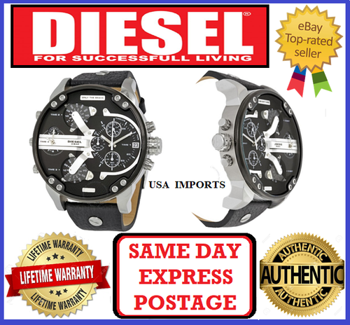 Diesel DZ7313 Mr Daddy 2.0 Silver, Black and Leather Chronograph Mens ...