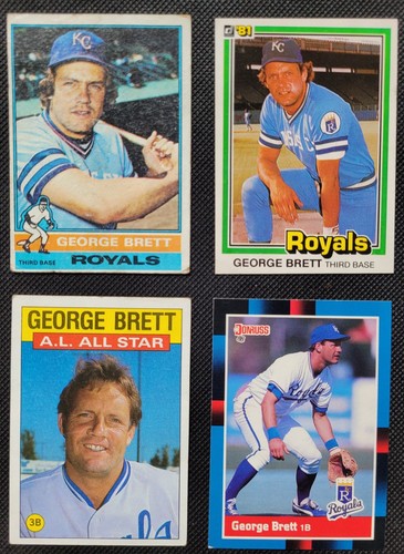 4 Card Lot George Brett 1976-1988 KC Royals (See Pics- Corner Issues ...