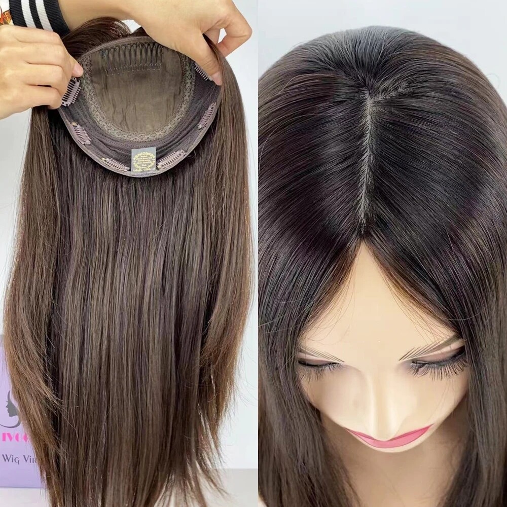 8"x8" Jewish Topper Virgin Human Hair Silk Top Kosher Sheitel Women ...