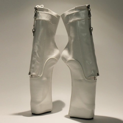White 22CM Extreme High Heel Platform Ballet Ankle High Locking ...