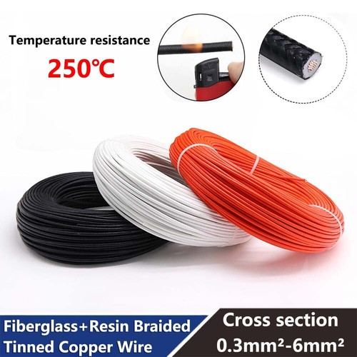 Fiberglass+Silicone Resin Braided Tinned Copper Wire 250℃ High Temp ...