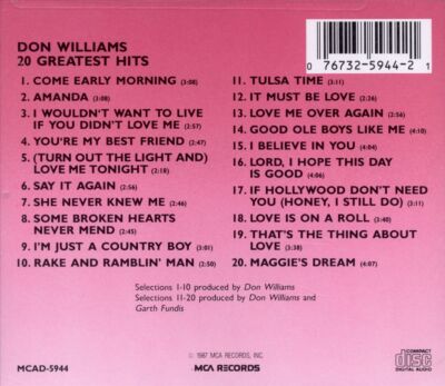 DON WILLIAMS - 20 GREATEST HITS NEW CD 76732594421| eBay