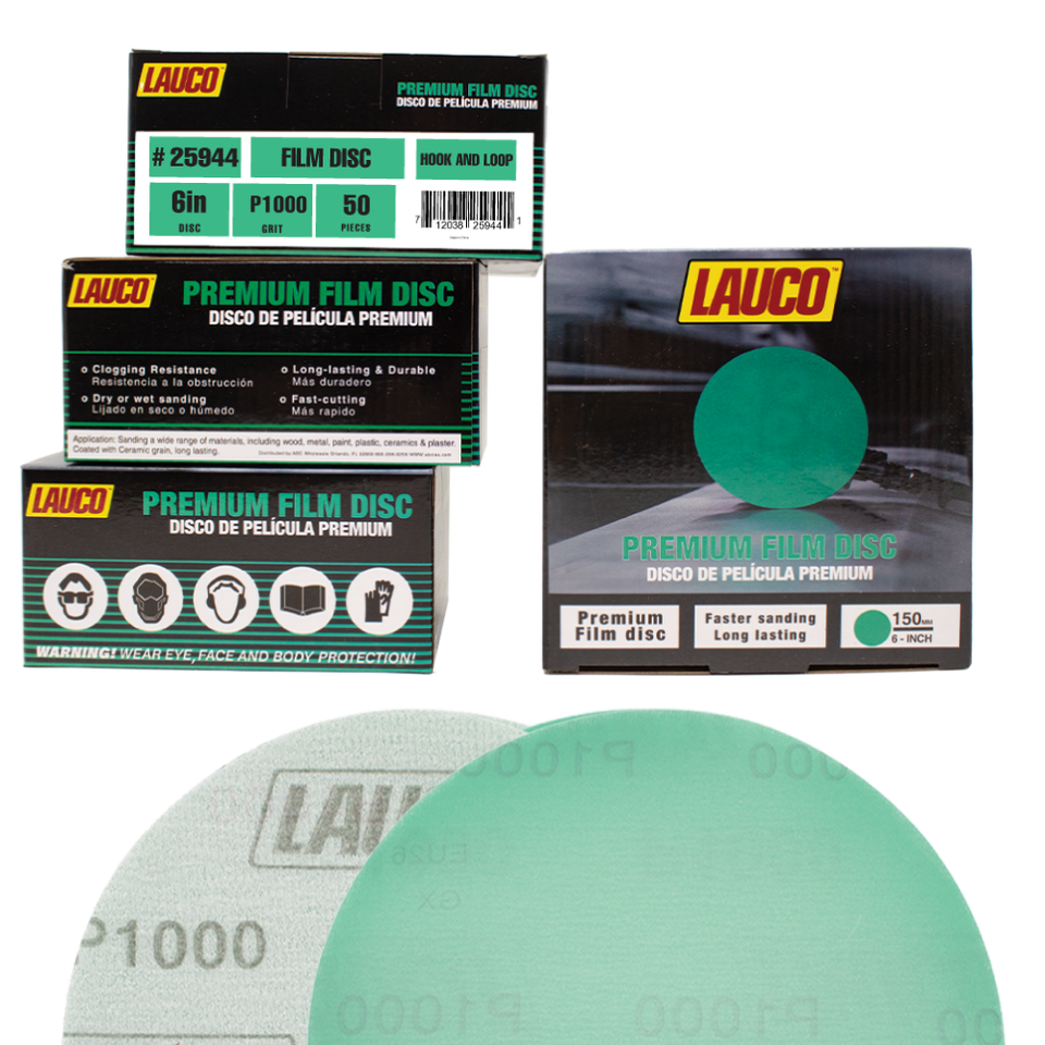 6” Premium Green Film Sanding Discs (Box of 50), Hook & Loop No Hole ...