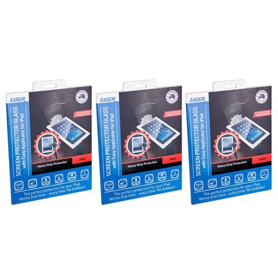3PK Laser Screen Protector Scratch Resist Tempered Glass for Apple iPad ...