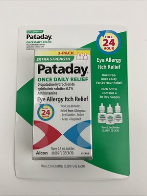 3 Pack Pataday Extra Strength Eye Allergy Itch Relief Drops 2.5mL each ...