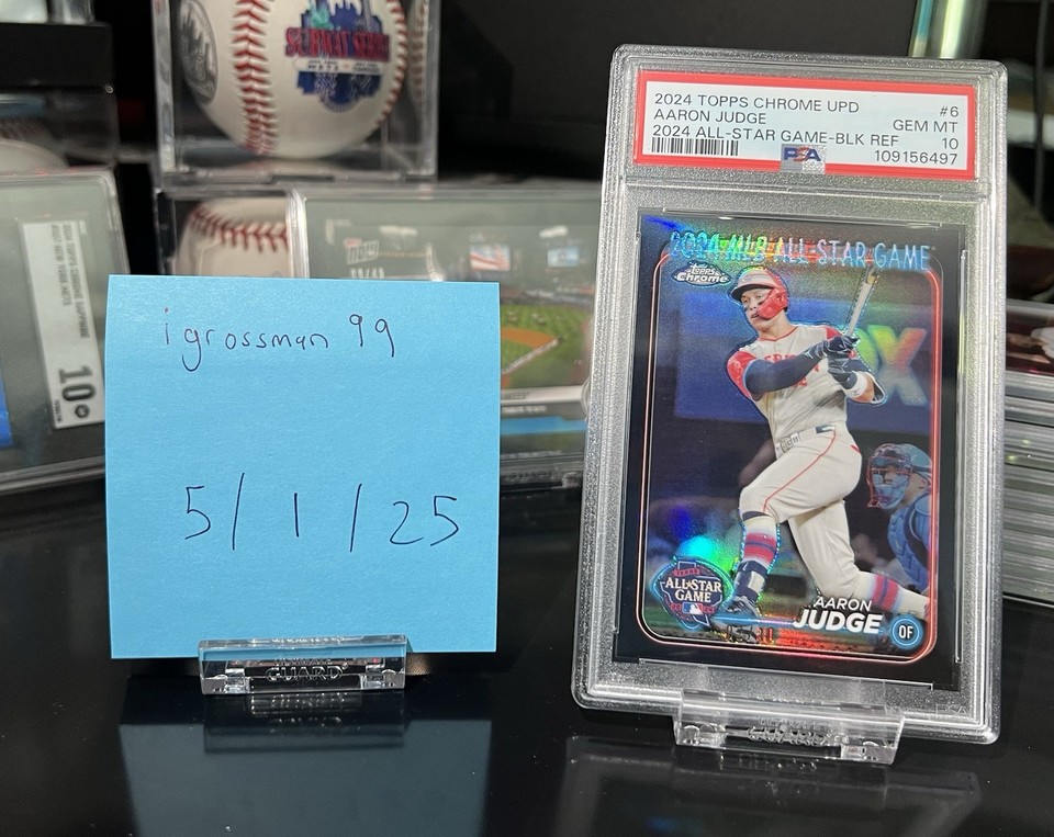 🐐 2024 TOPPS CHROME UPDATE AARON JUDGE ASG BLACK REFRACTOR/10 POP 1 PSA ...
