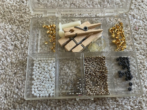 Huge lot Fly Tying BEADS 100s Gold Cones White Silver Black 7 comp ...