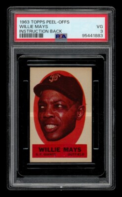 1963 Topps Peel Off Set-Break # 27 Willie Mays Instruction Back PSA 3 ...