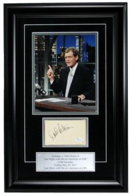 David Letterman LATE NIGHT Signed/Auto Index Card & Photo Framed JSA ...