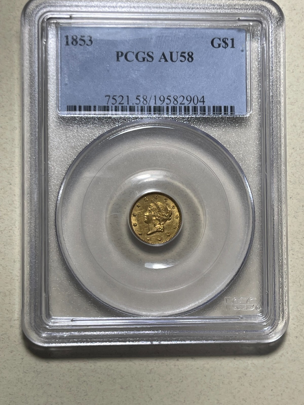 1853 type 1 gold dollar liberty head PCGS AU-58 | eBay