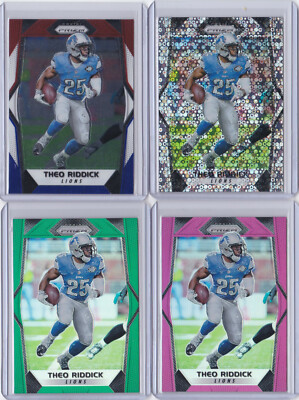 2017 Prizm Theo Riddick refractor card lot / Disco / RWB / Pink / Green ...