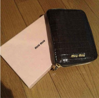Miu Miu Logo Notebook Cover Agenda Planner Black Leather Zip Around ...