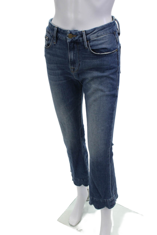 Frame Womens Cropped Ankle Jeans Blue Mid Rise Button Size 24 | eBay
